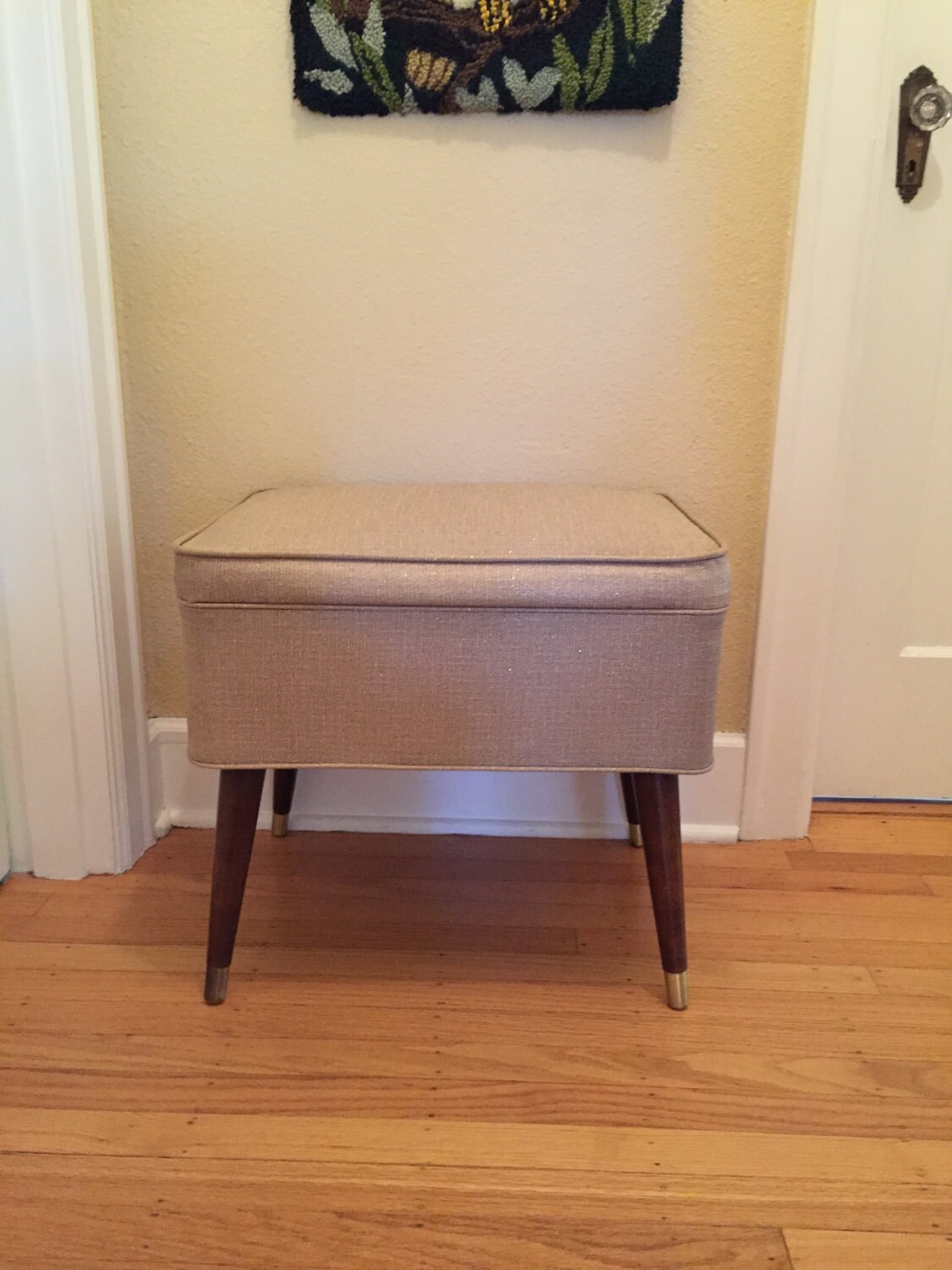 Vintage Mid-Century Ottoman, Atomic Footstool, Retro Storage Ottoman ...