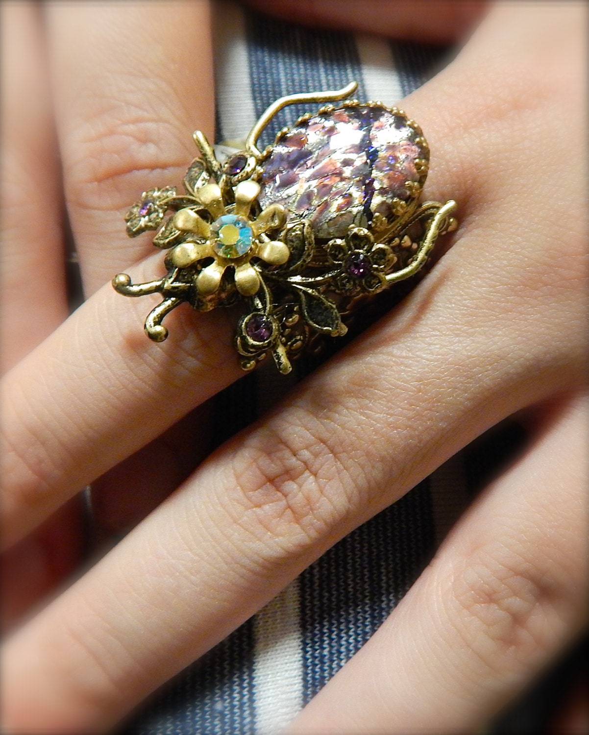 Jeweled Bug Ring Boho Ring Adjustable Ring Cocktail Ring