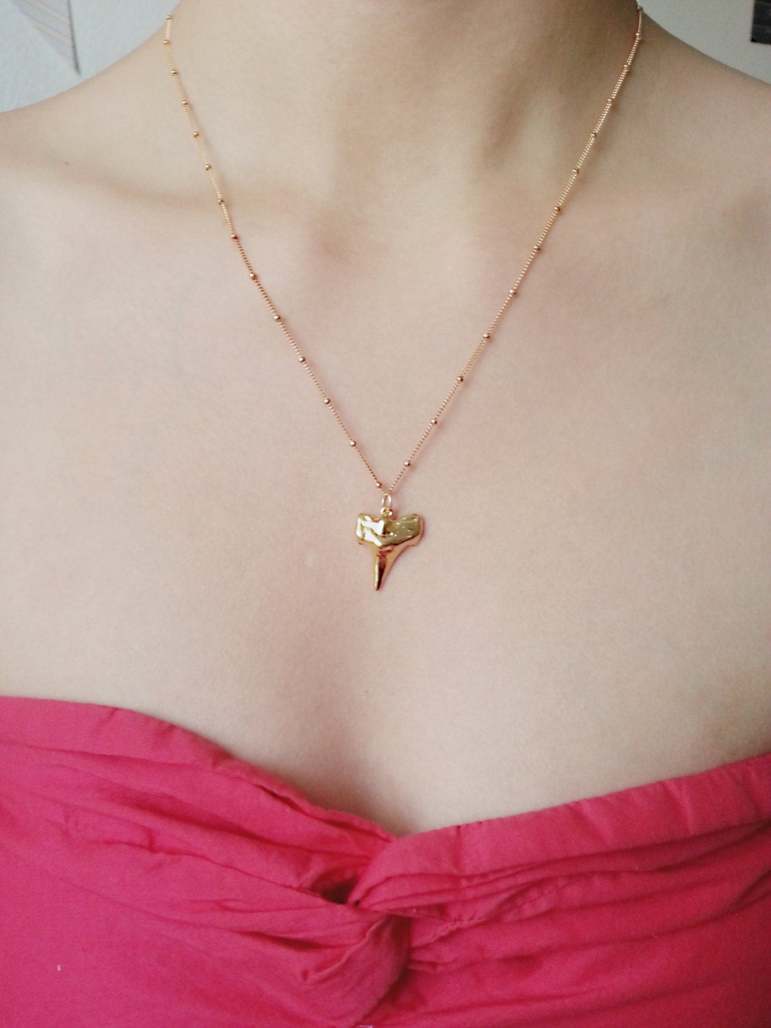 Gold Shark tooth Necklace 22kt gold Shark Tooth Dainty Shark