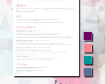 Girly resume | Etsy