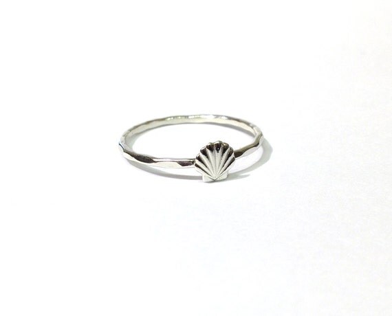 Seashell ring Sterling silver seashell ring stacking ring