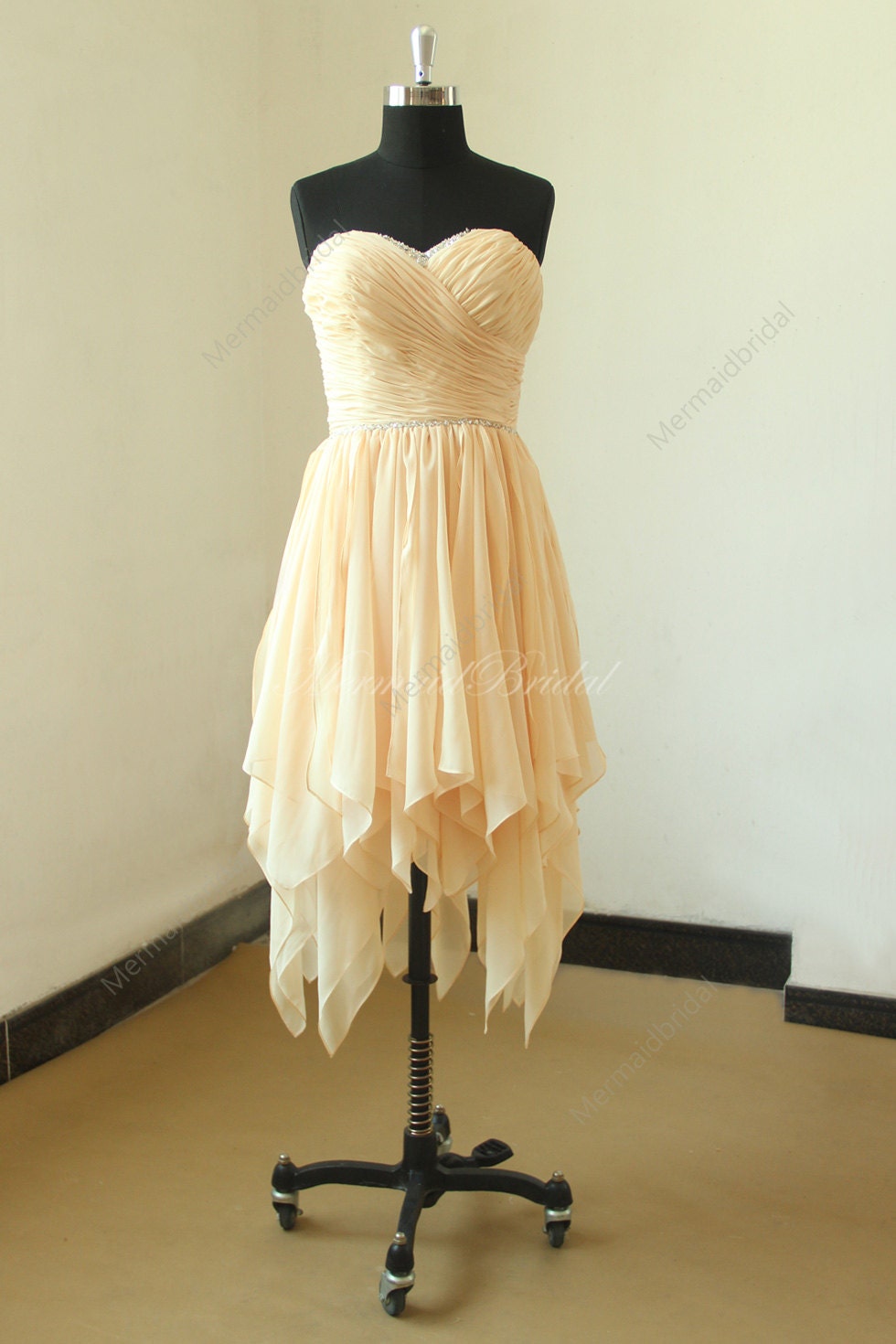 Champange High Low Wedding Dress Short Bridesmaid By Mermaidbridal
