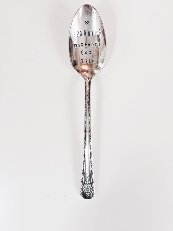 Stamped Silver Spoon Love Spoon Gift For Him by SweetThymeDesign