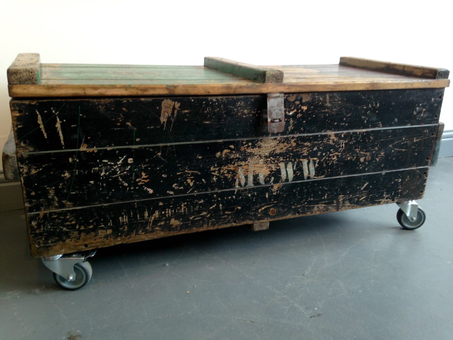 Vintage1940’s Repurposed Ammo Box Industrial Coffee Table/ Storage Box ...