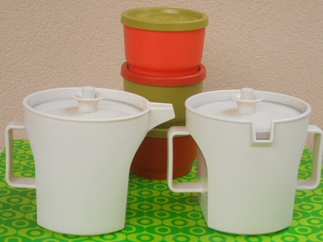 Retro Tupperware Set of Five Serving Pieces – Milk & Sugar plus Sealed ...
