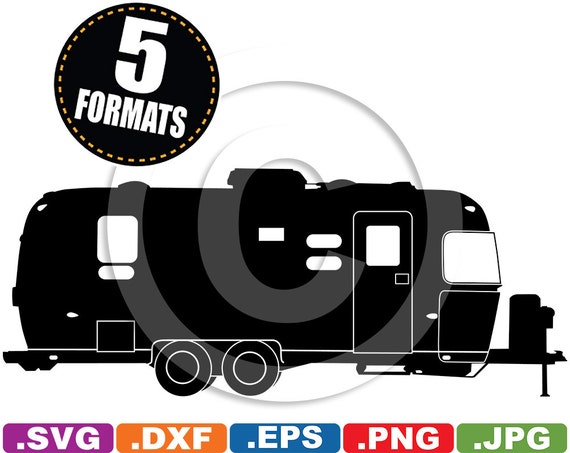 Travel Trailer / Camper / RV Clip Art Image svg & dxf vinyl