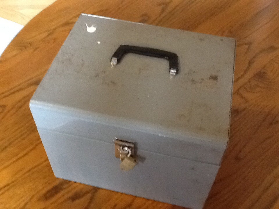 Vintage metal file box – Industrial storage – scrapbook storage ...