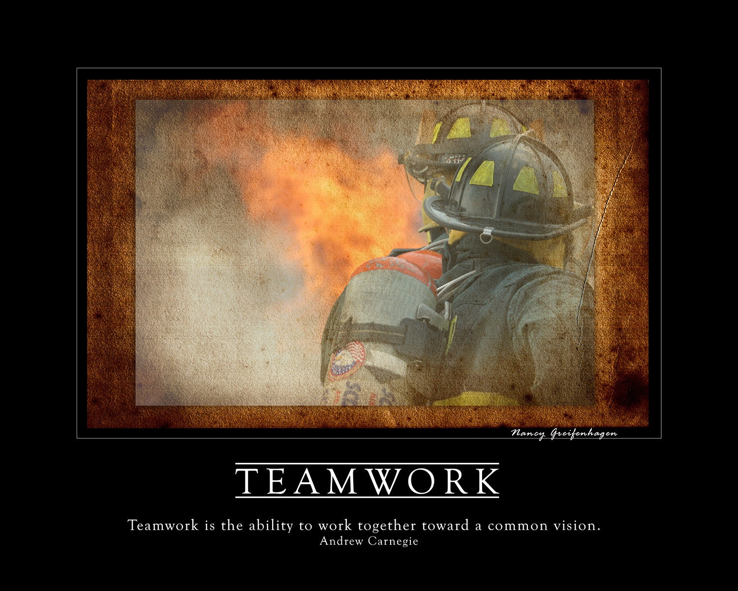Teamwork Firefighter Inspirational Fine Art Print artwork home