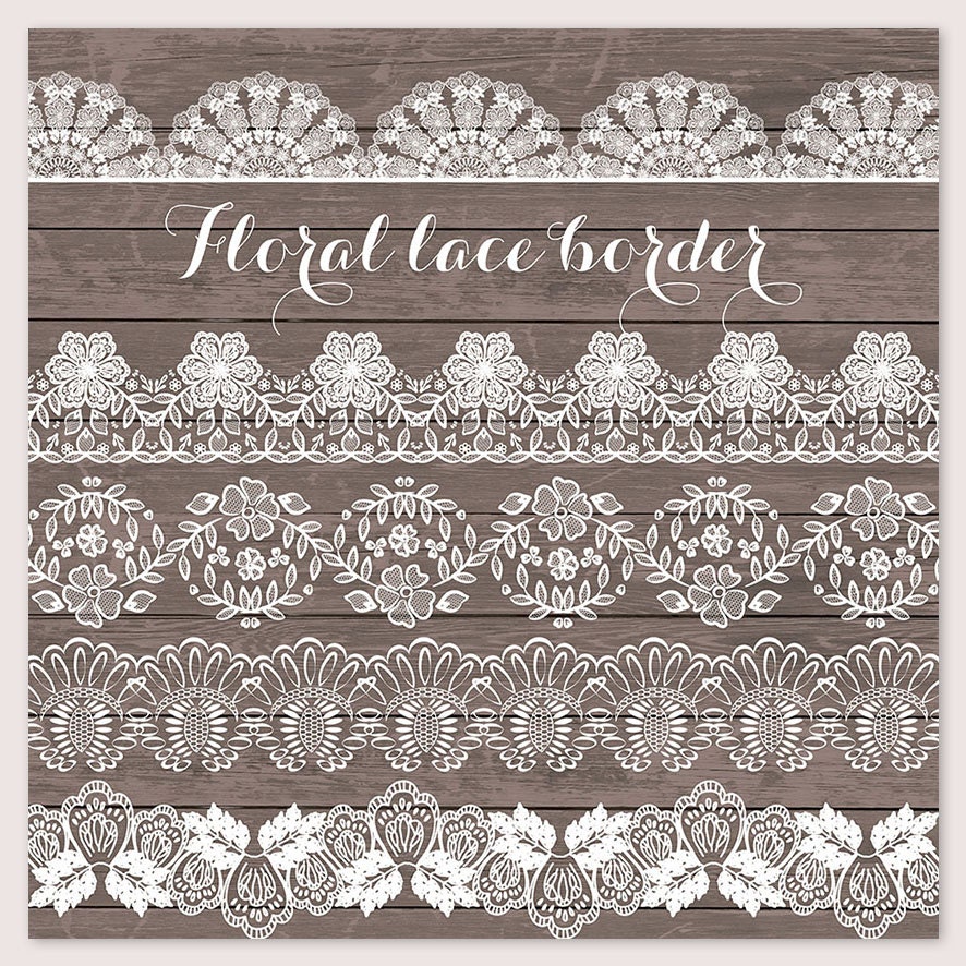 Lace border rustic Wedding invitation border frame lace