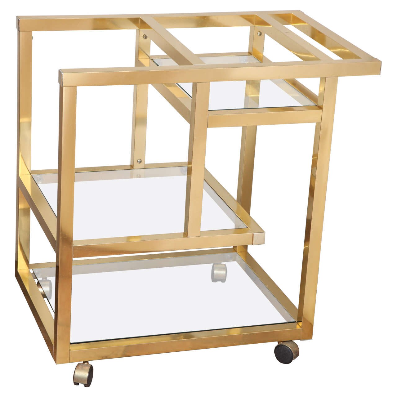 FREE SHIP Mid Century Modern Bar Cart- Bronze Aluminum- Rolling Bar ...