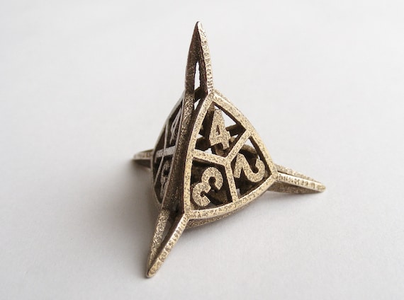 D4 Gaming Die Stainless Steel 'Center Arc' Balanced