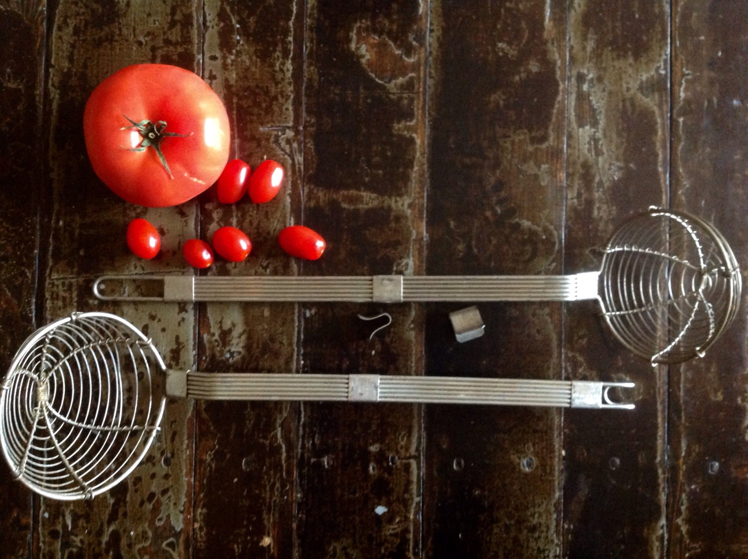 Two French Vintage Metal Wire Straining Ladles originally for Deep ...