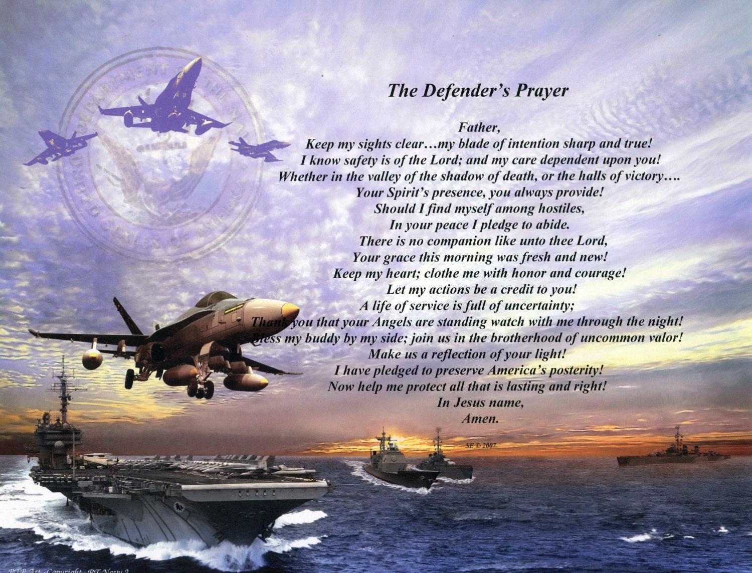 Defender's Prayer-Navy Poetry Art Print by DivinelyNspired on Etsy