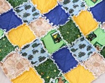 Tractor Farm Baby Rag Quilt- John Deere Quilt, Baby Rag Quilt, Crib ...