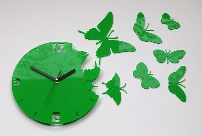 Wall Clock BUTTERFLY Wall clock large wall clock by ModernClock