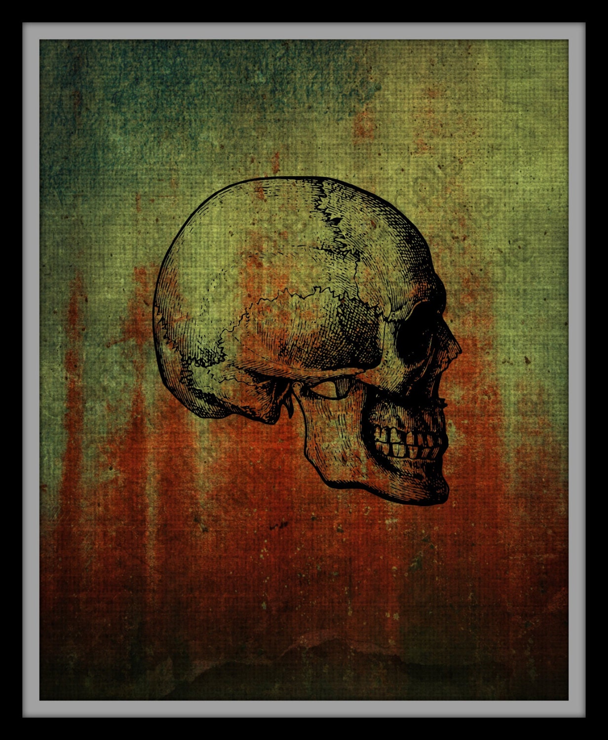 Skull Poster Printable Wall Art Vintage and Distressed