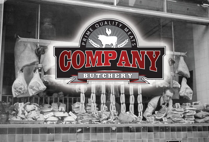 Custom Vintage Meat Company Logo Butcher Logo Smoked Meats