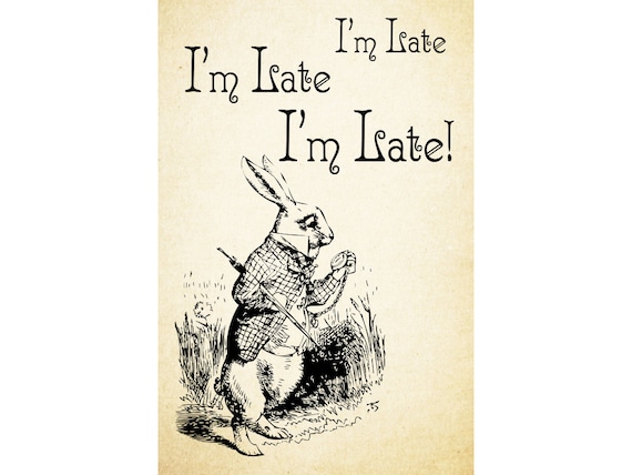 Items similar to THE WHITE RABBIT I'm Late, I'm Late, I'm Late Alice in ...