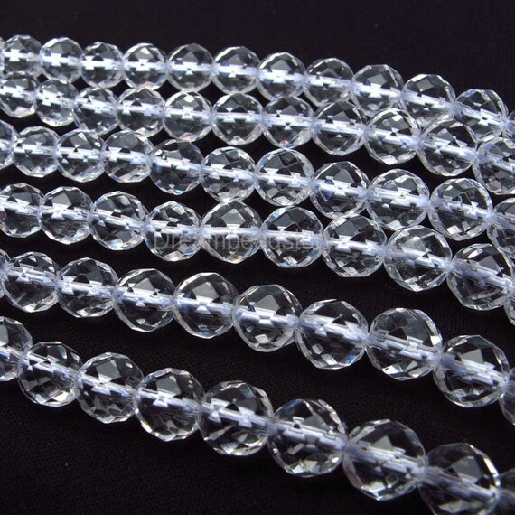 Faceted Clear Crystal Beads Round Natural Clear Crystal