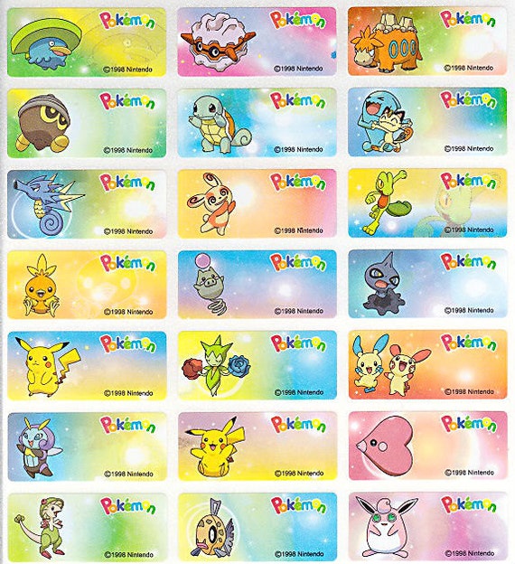48/96 Pokemon Personalised Name Label Stickers - 96 Med (30*13mm ...