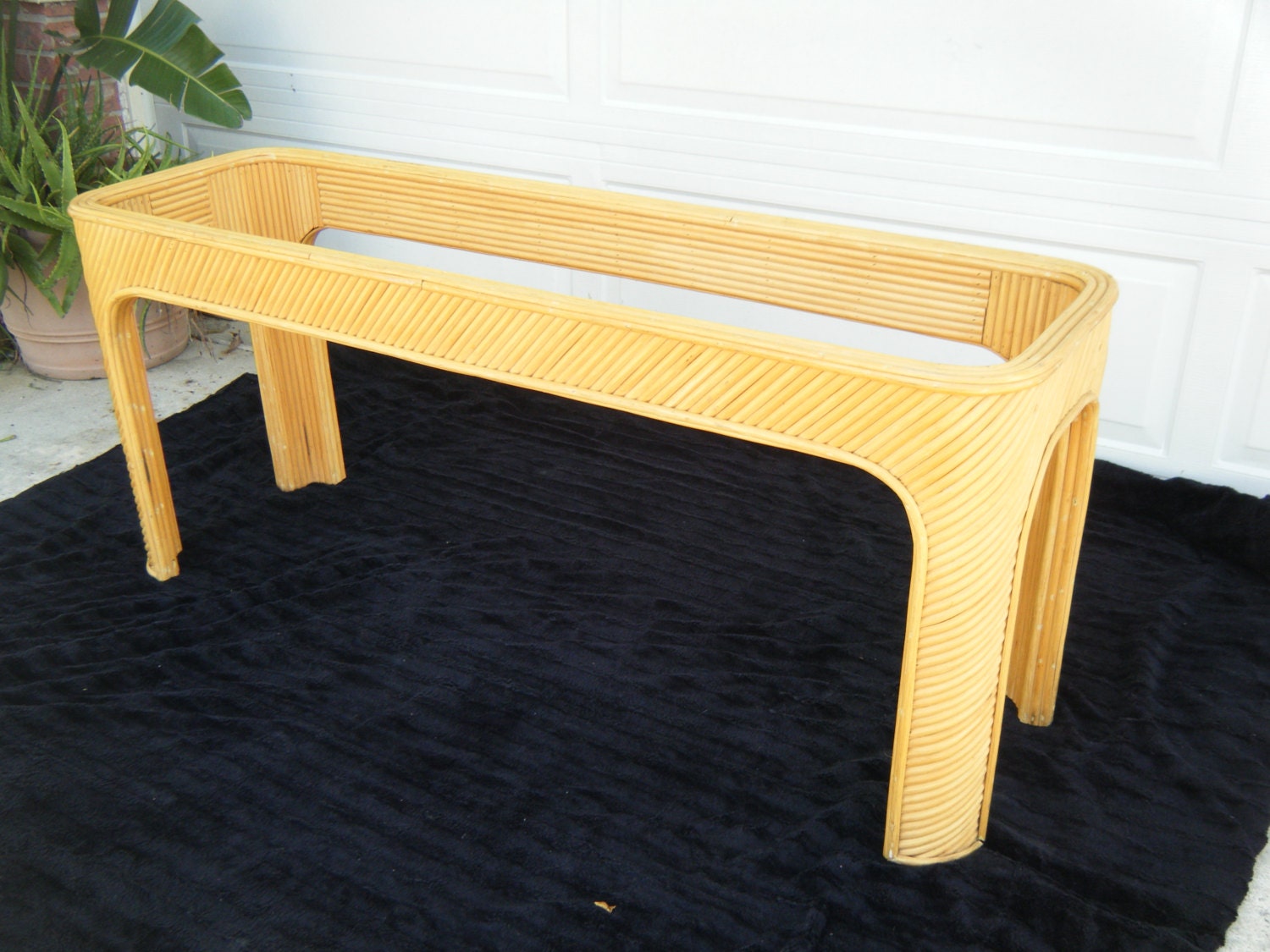 Vintage bamboo rattan pencil reed console table 60″ x 18″ & 26″ tall ...