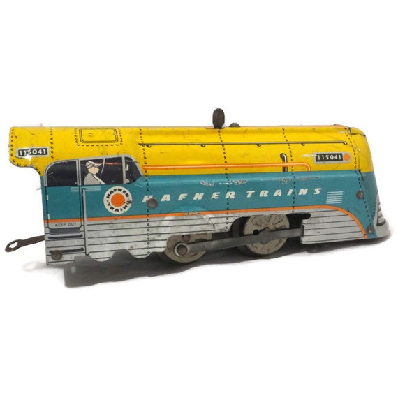 Vintage Toy Train Tin Lithographed Hafner Wind up Toy