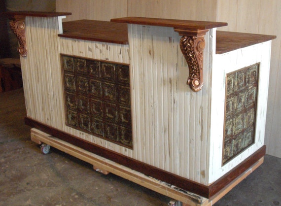 Reclaimed Antique wood & tin sales counter
