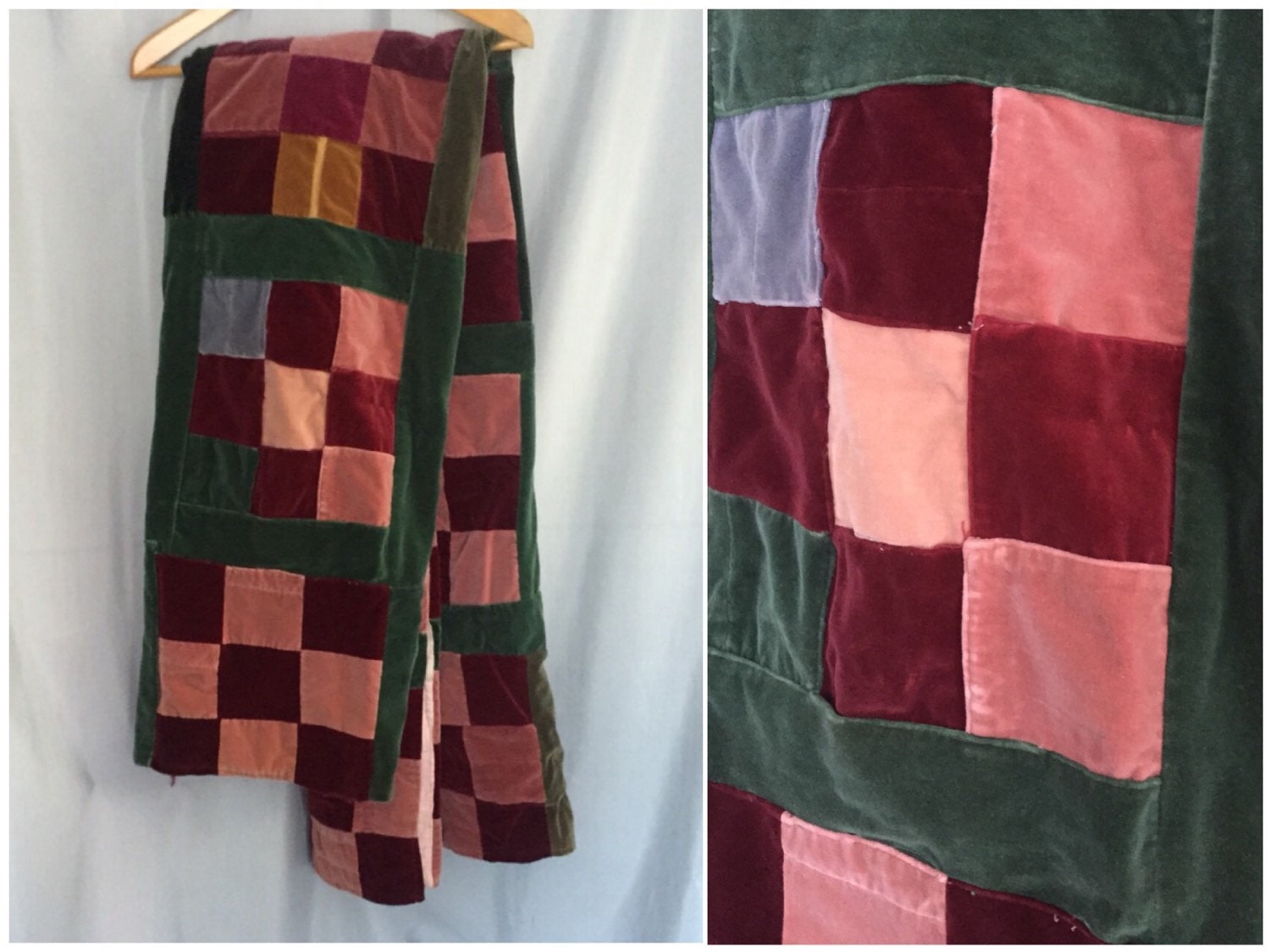 Velvet Blanket Quilt Squares Patchwork by CliftonSupplyCompany