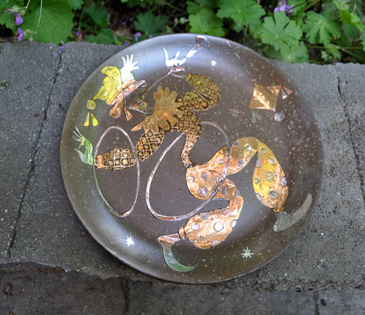Jester Clown Inlaid Platter/Vintage Brass Inlaid Pottery Plate – Haute ...