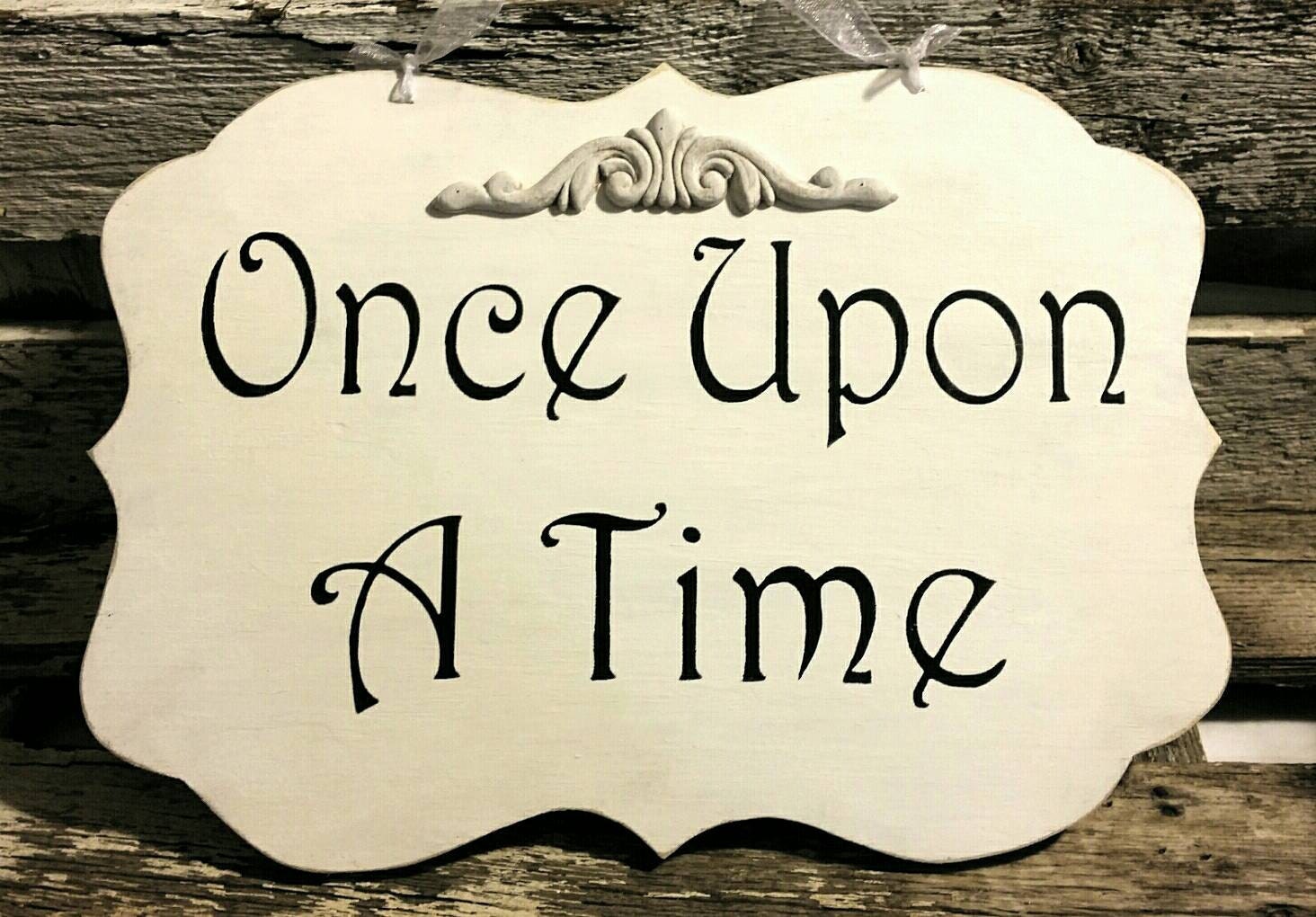 Once Upon A Time White Shabby Chic Wood Sign Fairy Tale Childs
