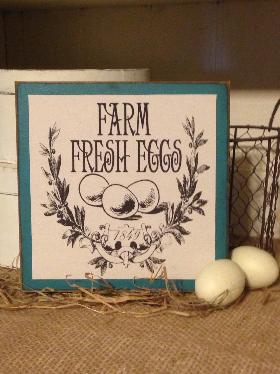 Farmhouse DecorFarm Fresh Eggs Sign Wood Sign Primitive