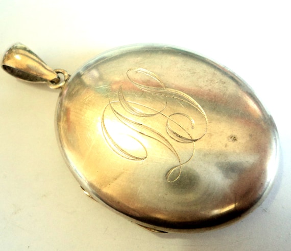 Items similar to Large Victorian Sterling Locket... Simple Oval with ...
