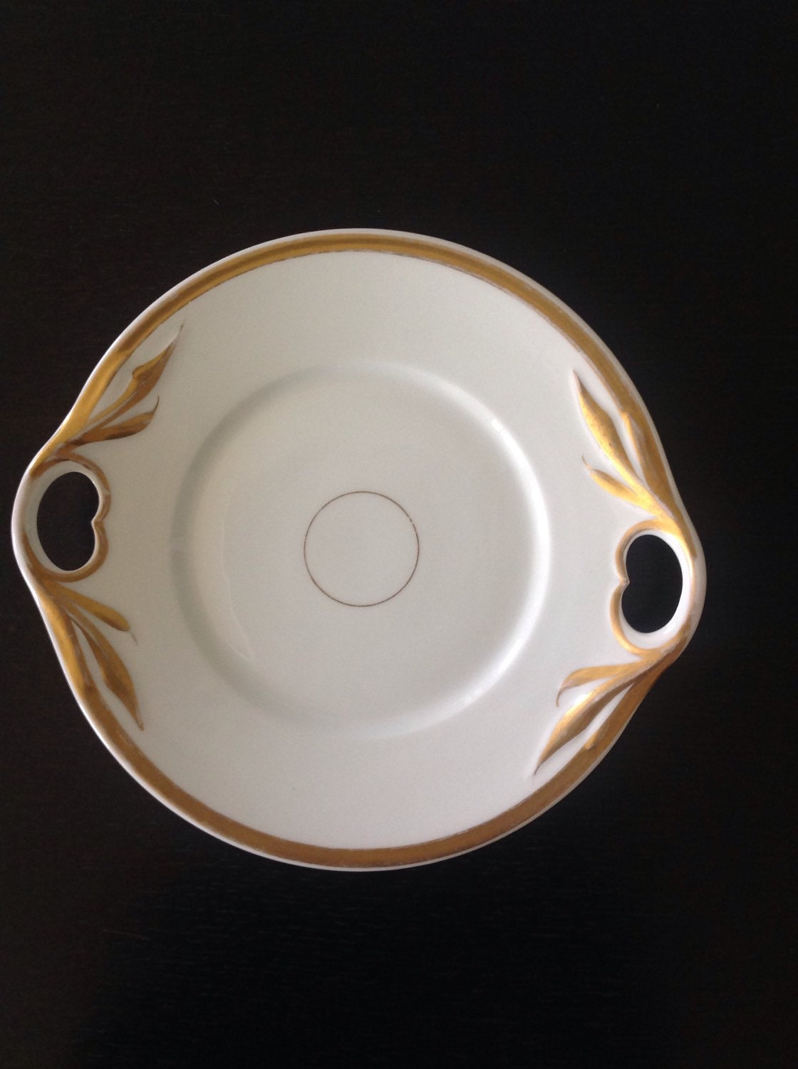 Vintage White and Gold Porcelain Serving Plate with Two Handles – Haute ...