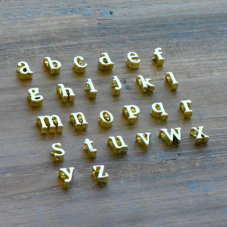 1 Gold LOWERCASE Alphabet Charm Beads by ingredientsforlovely