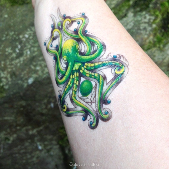 Octopus Temporary Tattoo Octopus Octopus Tattoo by OctaviaTattoo