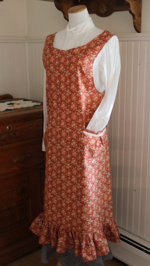 Old-Fashioned Ruffled Calico Apron Ready to Ship
