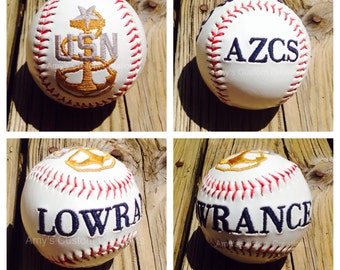 Custom Embroidered Baseball Baseball by AmysCustomCreation on Etsy