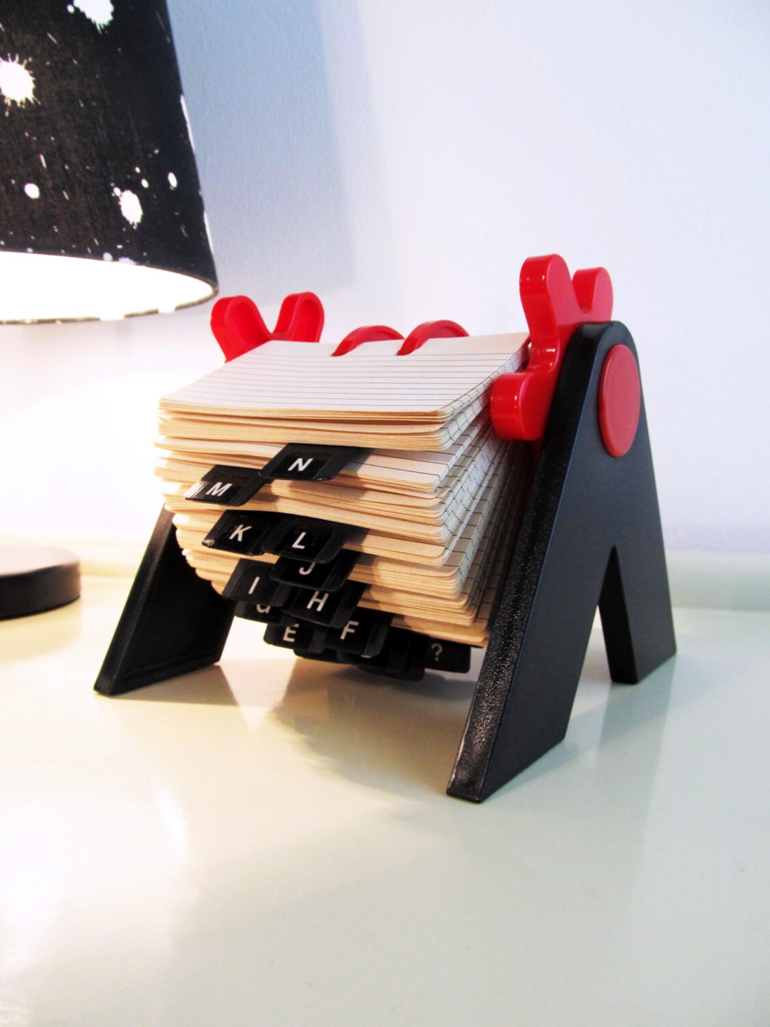 Vintage Rotary Card Index File in Black and Red color with 24 A-Z Index ...