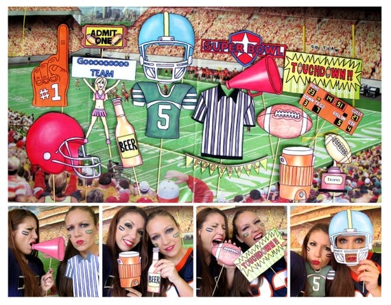 Football and/or Super Bowl photo booth props perfect for your