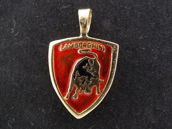 18K Gold LAMBORGHINI Enamel Pendant for by Janiescornerjewelry