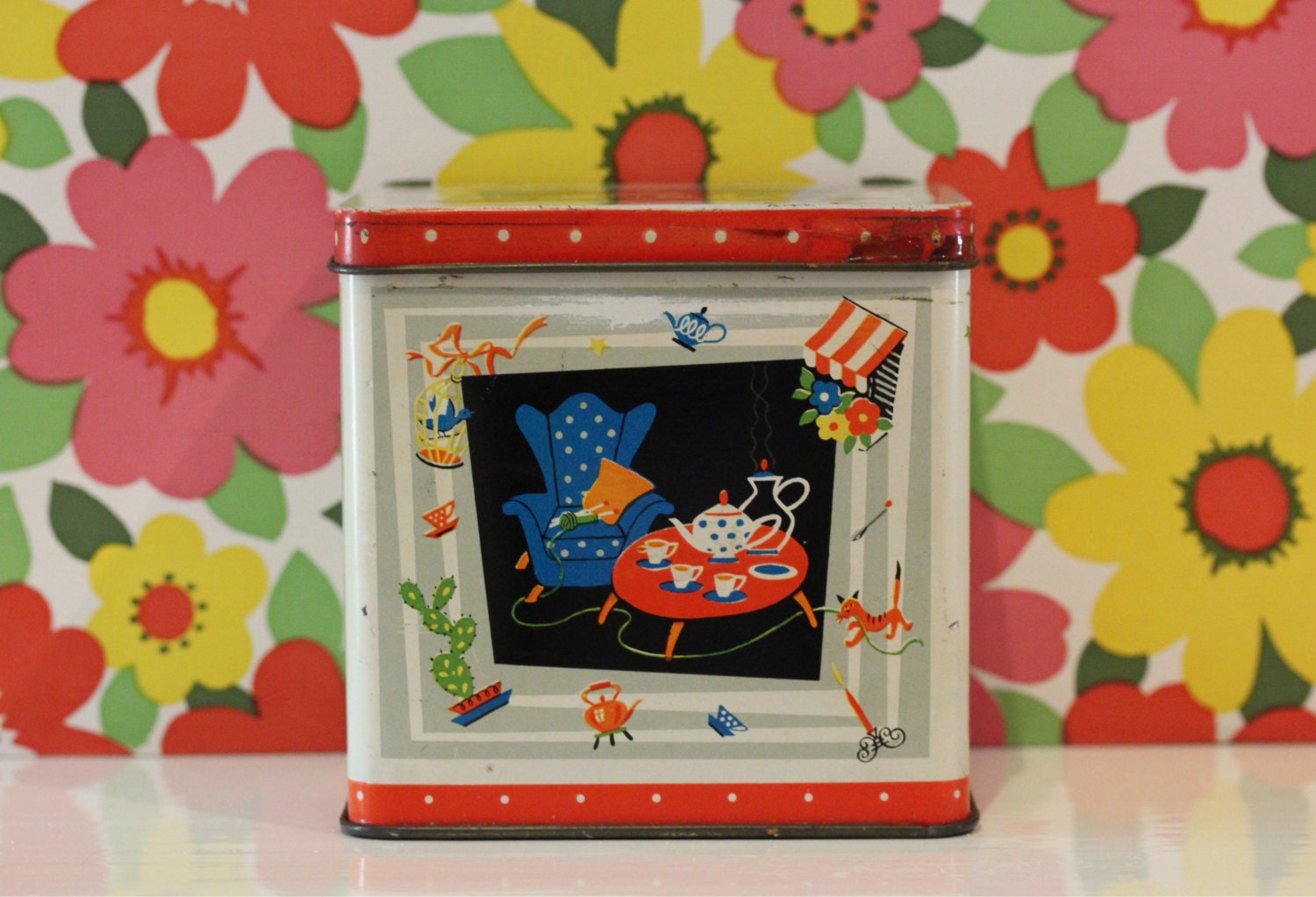Vintage Retro Tea Caddy Tin 1960s Atomic – Haute Juice