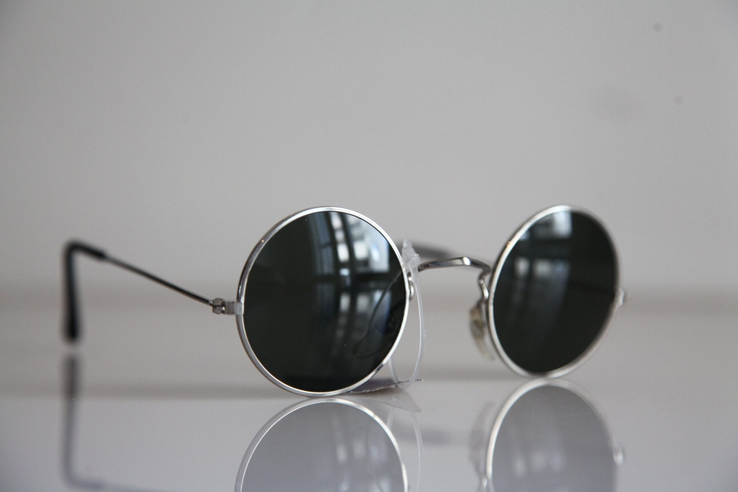 Vintage 90s Chrome Frame, Dark Gray Round lenses. OPTICON’S. Made in ...
