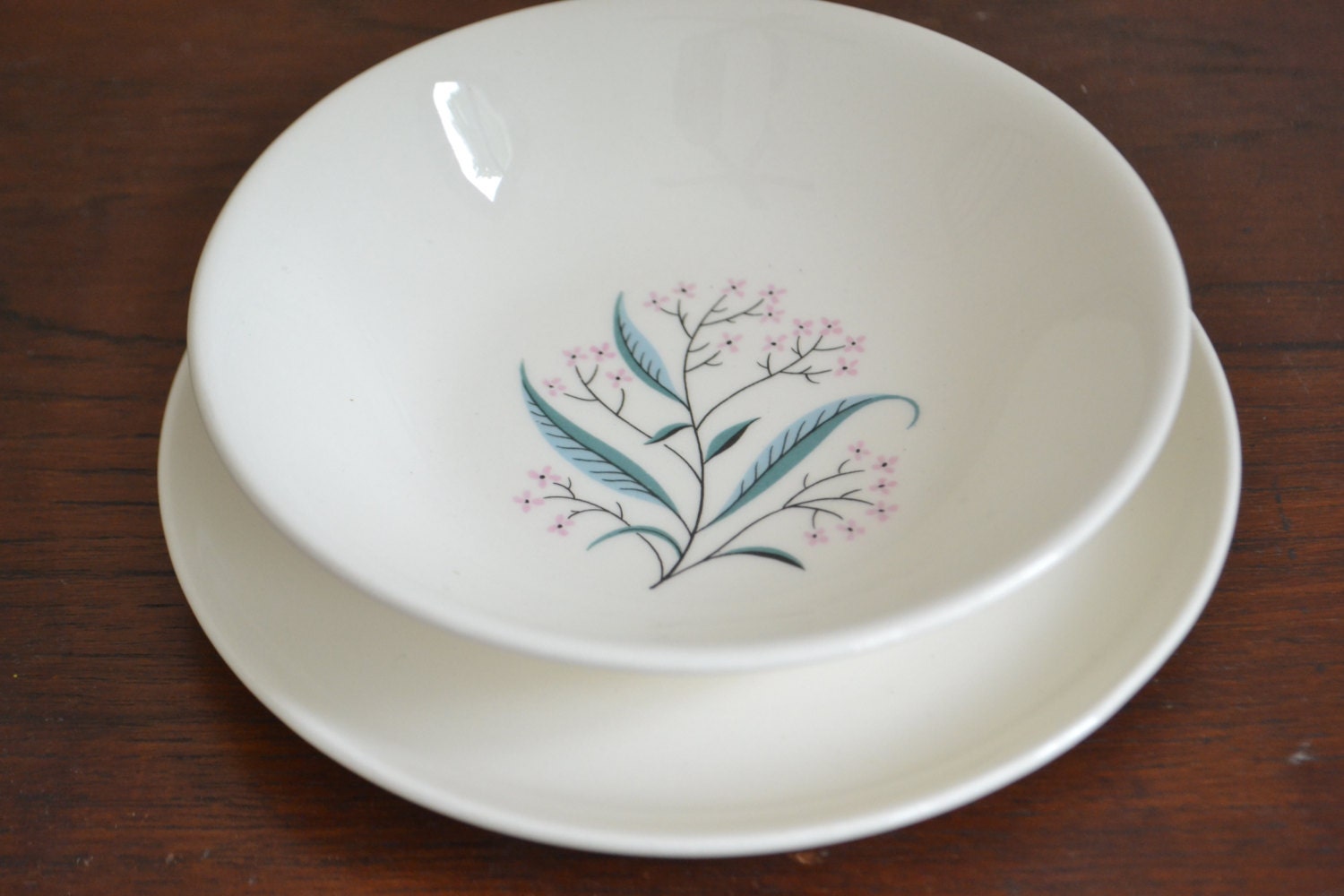 vintage bowl and plate set, mid century retro dishes, 1950s 50s 1960s ...