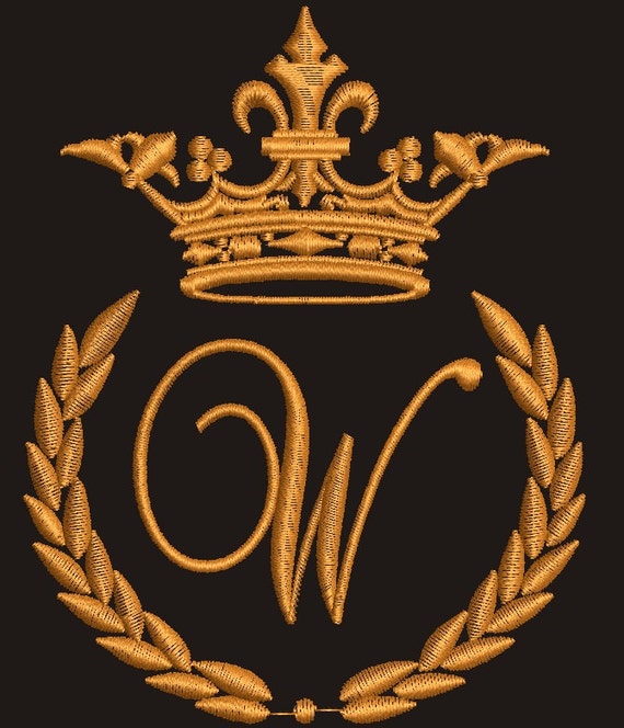 Crown laurel wreath and the monogram letter W