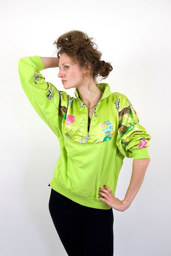 Neon green tracksuit 90s windbreaker women jacket bomber