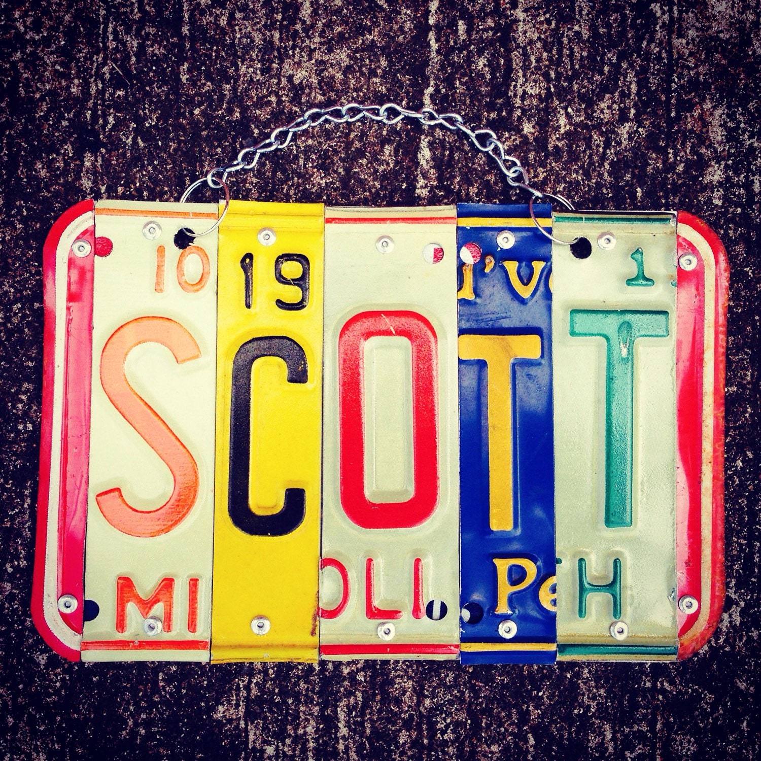 license plate. Name. Boys. Mensgift. Art. Personalized.