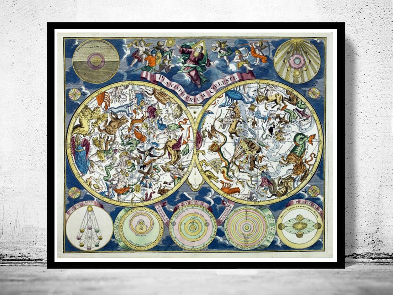 Antique Celestial Map Vintage astronomy 1750