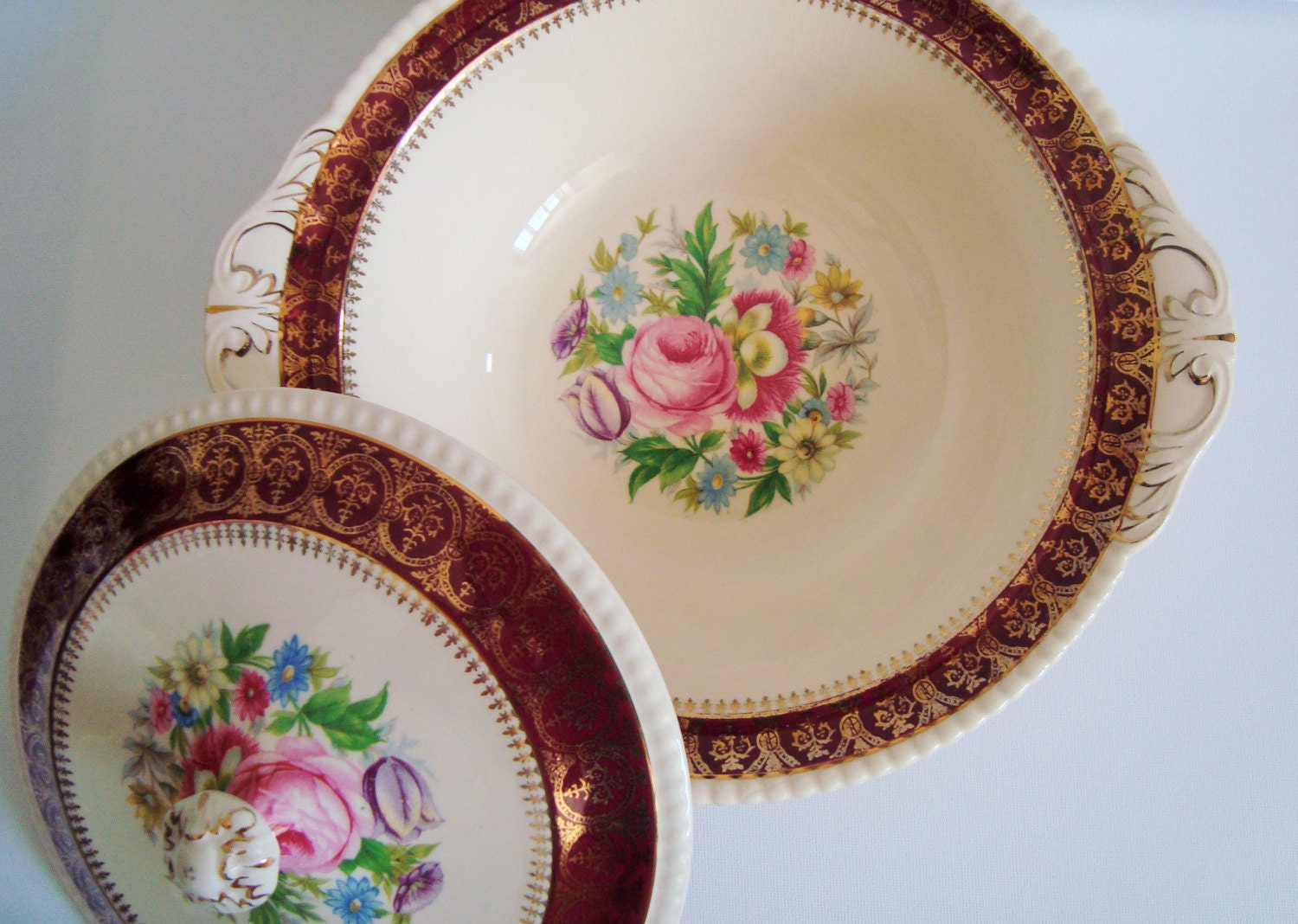 Solian Ware – Simpsons Pottery floral serving dish with lid – Haute Juice