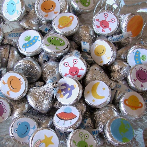 Outer Space Party Candy Labels Chocolate Kiss Candy