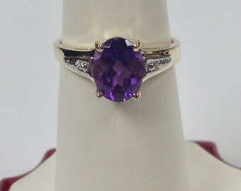 Amethyst gold ring | Etsy